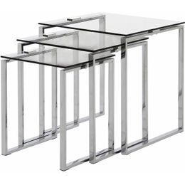 Beistelltisch ACTONA GROUP, B:50cm H:45cm T:43cm, transparent, Wohnzimmer, Tische, "Katrine Beistell-Set, TOPSELLER 3 stück, modern", Scandi-stil,