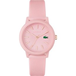 Lacoste Damen Quarzuhr "Lacoste 12.12 LADIES", rosa, Armbanduhren, Armbanduhr, Damenuhr, Mineralglas, analog, Silikonarmband