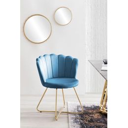 Polsterstuhl Salesfever, B:69,5cm H:85cm T:66cm, blau, Metall, Polyester, Esszimmer, St&uuml;hle, "Komfortabler Stuhl im eleganten Design", Muschel-Design