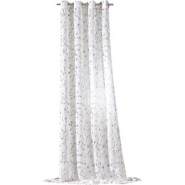Weckbrodt-Gardinen Vorhang WECKBRODT, B:140cm H:245cm, gelb, Polyester, Wohnzimmer, Gardinen, "Mila", Leinen-Optik, transparent, mit floralem Digitaldruck, Gardine,