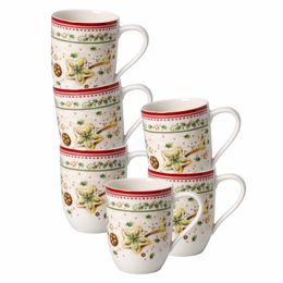 Villeroy & Boch VILLEROY & BOCH Becher "Becher mit Henkel Sternschnuppe Winter Bakery Delight 290 ml 6er Set bunt", bunt, Trinkgefäße