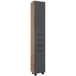 Hochschrank Welltime, B:30cm H:180cm T:27cm, grau, MDF, Badezimmer, Schränke, "Trento, verschiedene Ausführungen und Farben", Badmöbel, Seitenschrank