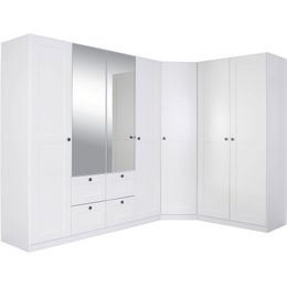 Schrank-Set Rauch, B:266cm H:197cm T:162cm, weiß, Holzwerkstoff, Kastenmöbel-Sets, "Skagen", Eckschrank, 2- und 4-trg. Schrank mit Schubkästen und