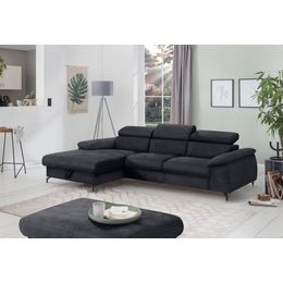 Ecksofa COTTA, B:244cm H:72cm T:166cm, grau, Microfaser (100% Polyester);Flachgewebe (100% Polyester), Wohnzimmer, Sofas, "Kitty L-Form, B: 242 cm",