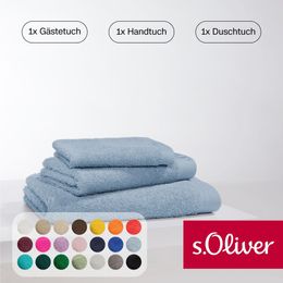 Handtuch Set s.Oliver, blau, Walkfrottier, Obermaterial: 100% Baumwolle, Handtuch-Sets, "s.Oliver, Premium Qualit&auml;t, 600 gr/m&sup2;", 1 G&auml;stetuch 30x50