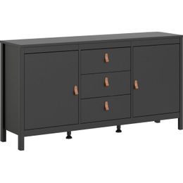 Sideboard Home Affaire, B:151,2cm H:79,9cm T:38,4cm, schwarz, Spanplatte, Wohnzimmer, Sideboards, "Madrid, Aufbewahrung, Schubladenschrank,