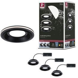 Paulmann LED Einbauleuchte "LED Einbauleuchte Sormus IP65 rund 100mm", 3, Ø 10cm H: 3,3cm, 3 Stk., schwarz, Leuchten, Memoryfunktion