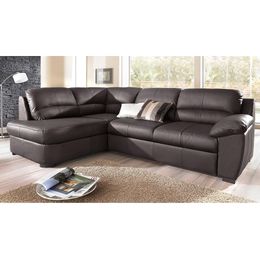 Ecksofa COTTA, B:240cm H:87cm T:89cm, braun, Luxus-Microfaser aus 100% Polyester;Luxus-Kunstleder;NaturLEDER (echtes Rindsleder), Wohnzimmer, Sofas,