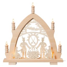 SAICO ORIGINAL LED Schwibbogen "Lichterspitze, Bergleute", B/H/T: 41cm x 43cm x 6cmnatur, Schwibb&ouml;gen, Premium LED-Beleuchtung, warmwei&szlig;, BxHxT: