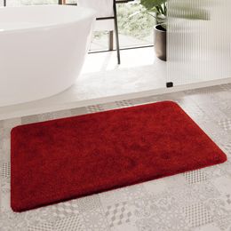 Badematte HOMIE LIVING, H:30mm, rot, Polyester, Badematten, "Porto Azzurro", Badteppich, uni, rechteckig & rund, waschbar, Badezimmerteppich