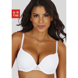 Lascana Damen Push-up-BH "Tilda", Gr. 70, weiß, Spitze, Obermaterial: 46% Polyamid, 45% Polyester, 9% Elasthan, BHs, aus modischer Spitze, Dessous