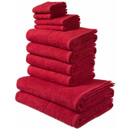 Handtuch Set my home, rot, Obermaterial: 100% Baumwolle, Handtuch-Sets, "Inga, Duscht&uuml;cher, Handt&uuml;cher, G&auml;stet&uuml;cher, Seift&uuml;cher", Handt&uuml;cher mit