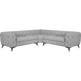 Chesterfield-Sofa Home Affaire, B:264cm H:75cm T:264cm, grau, Struktur (100% Polyester);Samtoptik (100% Polyester), Sofas, "Ecksofa GLYNIS L-Form mit