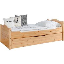 Jugendbett Ticaa, B:109cm H:78cm L:211cm, beige, Betten, "Leni", Einzelbett, inkl. Zusatzbett und Rollrost