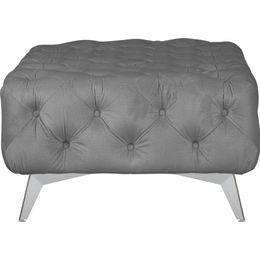 Polsterhocker Home Affaire, B:80cm H:45cm T:80cm, grau, Struktur (100% Polyester);Samtoptik (100% Polyester), Hocker, "Amaury", Chesterfield-Optik,