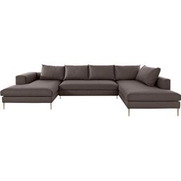 Wohnlandschaft OTTO products, B:371cm H:83cm T:210cm, braun, Struktur fein: aus recycleten PET-Flaschen (100% PES), Sofas, "Finnja, viel Platz,