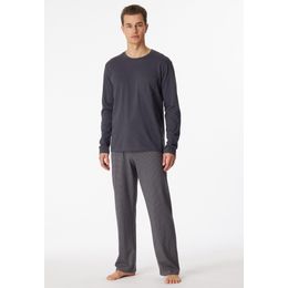 Schiesser Herren Pyjama "Ebony", Gr. 48, schwarz, Single Jersey, Obermaterial: 100% Baumwolle, gemustert, unifarben, Homewear-Sets, mit rundem