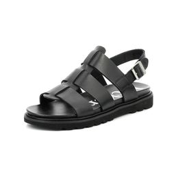 Kickers Damen Riemchensandale "Kickers Sandalen Leder", Gr. 40, schwarz, Leder, Schuhe
