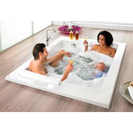Whirlpool-Badewanne Ottofond, B:135cm H:44,5cm L:195cm T:135cm, weiß, Sanitäracryl, Badewannen, "Maharaja", Typ Exklusiv chrom und zwei Nackenrollen