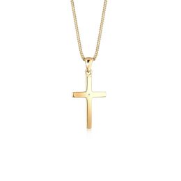 Elli DIAMONDS Damen Collierkettchen "Kreuz Glaube Diamant (0.005 ct) Basic 925 Silber", 45, 0,01 mit Diamanten, Silber 925 (Sterlingsilber), L: 45,