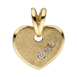 Jobo Damen Herzanh&auml;nger "Anh&auml;nger Herz", SI = kleine Einschl&uuml;sse, Diamanten Gelbgold 585, gelb, Diamanten, Gelbgold 585, Schmuckanh&auml;nger, 585 Gold