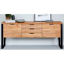 Sideboard Jahnke, B:180cm H:76,2cm T:39,5cm, braun, Holzwerkstoff, Wohnzimmer, Sideboards, "LOOP", Breite ca. 180 cm