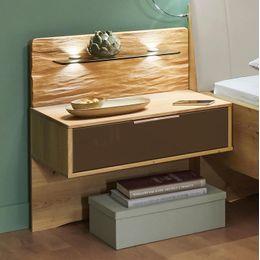 Nachtkonsole Wiemann, B:60cm H:48cm T:43cm, braun, FSC-zertifiziertes Massivholz, Floatglas, Holzwerkstoff, Sideboards, "Cordoba", vormontiert