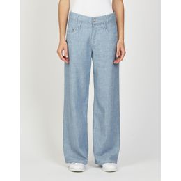 Gang Damen Stoffhose "Gang Hosen Wide Fit 94CARA", blau, Gr. 29, 85% Baumwolle, 15% Leinen, Hosen