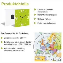 Wanduhr Artland, B:30cm H:30cm T:0,3cm, grau, Wohnzimmer, Wanduhren, "Uni Trendfarben", wahlweise mit Quarz- oder Funkuhrwerk, lautlos ohne