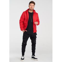 behype Herren Steppjacke "JANNOS", rot, Gr. M, unifarben, 100% Polyester, Jacken, mit w&auml;rmender Kapuze