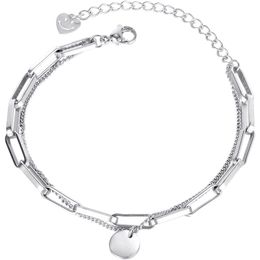 Firetti Damen Armband "Schmuck Geschenk Edelstahl Armschmuck Ankerkettengliederung Plättchen", 22,5cm, Edelstahl, silber, Edelstahl, Armbänder