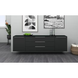 borchardt M&ouml;bel Sideboard BORCHARDT M&Ouml;BEL, B:200cm H:53cm T:35cm, schwarz, Wohnzimmer, Sideboards, "Oliva", Breite 166 oder 200 cm
