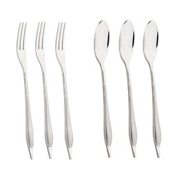 Mulex Besteck-Set "Mini Besteck bestehend aus 3x Löffeln und 3x Gabeln, satiniert", 6 Stk., silber, Essbesteck-Sets, praktisch für Camping, Picknick,
