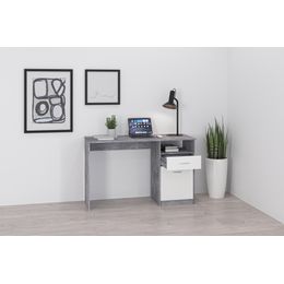 Schreibtisch FMD, B:123cm H:76,5cm T:50cm, grau, Büro, Tische, "Jackson", Bürotisch mit 1 Schubkasten und 1 Tür, 123 cm breit