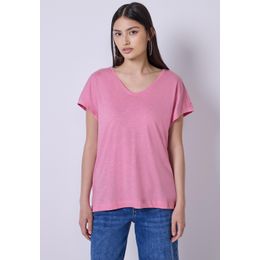 Damen V-Shirt, rosa, Gr. 36, STREET ONE STUDIO, unifarben, Web, 50% Modal, 50% Baumwolle, Shirts, im soften Baumwoll-Mix