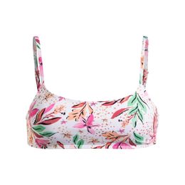 Roxy Damen Bandeau-Bikini-Top "Printed Beach Classics"weiß happy tropical swim, Gr. XS, 87% Nylon, 13% Elasthan, Bikini-Oberteile