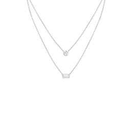 Elli Premium Damen Collierkettchen "Layer mit Topas Edelstein 925 Sterling Silber", 45,mit Steinen, Silber 925 (Sterlingsilber), L: 45, silber,