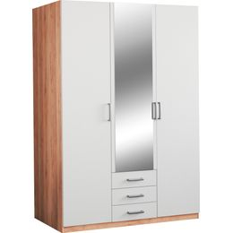 Kleiderschrank Priess, B:140cm H:193cm T:56cm, braun, Holzwerkstoff, Schlafzimmer, Schr&auml;nke, "Amsterdam", mit oder ohne LED-Beleuchtung