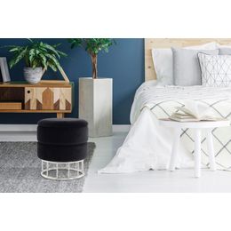 Stauraumhocker Kayoom, B:37,5cm H:41cm T:37,5cm, schwarz, Bezug: 100% Polyester (Samt) Korpus: MDF, Kiefer Sockel: Stahl, Hocker, "Hocker Zero 525,