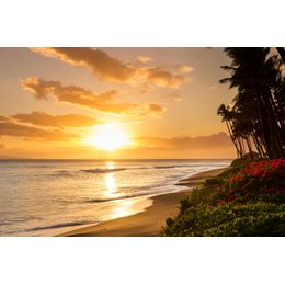 papermoon Fototapete "Tropical Sunset Kaanapali Beach", B/L: 5m x 2,8m, Bahnen: 10 Stk., bunt, Tapeten