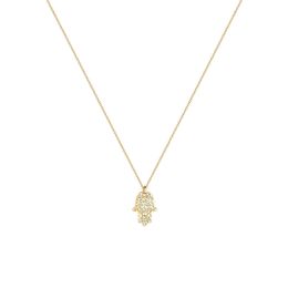 Elli Damen Collierkettchen "Hamsa Hand 925 Silber vergoldet, mit Kristallen von Swarovski", 55,mit Steinen, Silber 925 (Sterlingsilber), L: 45, gold,