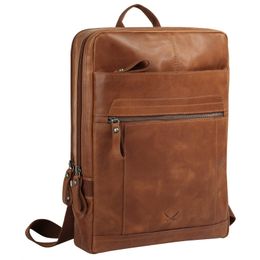 Sansibar Damen Laptoprucksack, braun, Leder, Rindsleder, Rucks&auml;cke, echt Leder