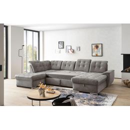 Wohnlandschaft, B:340cm H:92cm T:248cm, grau, exxpo - SOFA FASHION, Sofas, "Durango, aufwendige Sitz- und Rückenverarbeitung, bequem, U-Form", inkl.