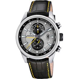 Festina Herren Chronograph "Timeless Chronograph", schwarz, Armbanduhren, Quarzuhr, Armbanduhr, Herrenuhr, Lederarmband, analog, Tag