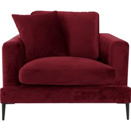 Sessel Home Affaire, B:91cm H:80cm T:97cm, rot, Samtoptik (100% Polyester);Struktur (100% Polyester), Wohnzimmer, Sessel, "Cozy Loungesessel,