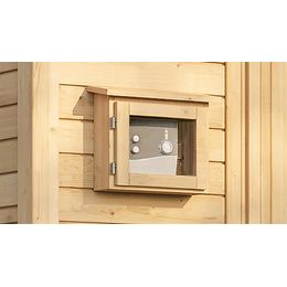 Weka Saunahaus "Kaapi 3", Saunaofen, externe Steuerung, 9 kW, beige, Garten, Saunen, Blockbohlen aus Fichtenholz