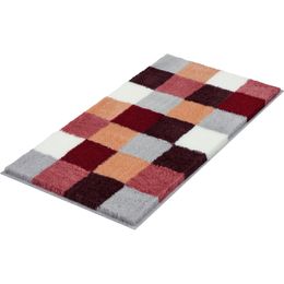 Badematte Kleine Wolke, H:25mm, orange, Kunstfaser, Badematten, "Caro", Badteppich, modernes Karo-Muster, Pastell-Farben, waschbar