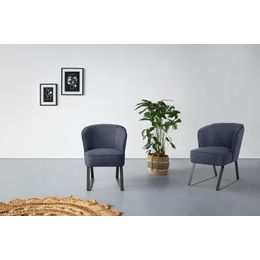 Sessel, B:66cm H:80cm T:69cm, blau, exxpo - SOFA FASHION, Wohnzimmer, Sessel, "Americano, Loungesessel", mit Keder und Metallf&uuml;&szlig;en, Bezug in