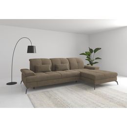 Sit & More Ecksofa SIT & MORE, B:279cm H:90cm T:185cm, braun, 100% Polyester, Wohnzimmer, Sofas, "Amica, L-Form, inkl. Sitztiefenverstellung &