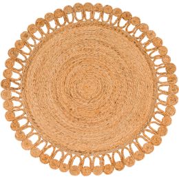 Teppich Paco Home, H:13mm &Oslash;:100cm, beige, Jute, Wohnzimmer, Teppiche, "Viborg 597", handgefertigter Natur-Teppich, Jute, Modern, Boho, Ethno